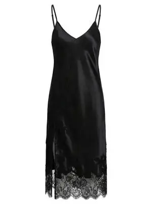 ALMAZ Lace-trim Slip Midi Dress - Black