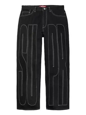 Supreme Inset Spellout Baggy Jeans - Black
