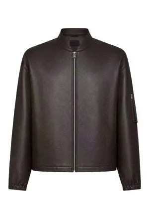 Fendi Selleria Leather Bomber Jacket - Brown