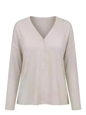 KANGRA Dropped-shoulder V-neck Sweater - Neutrals