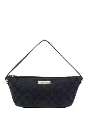 Gucci Gg Canvas Boat Shoulder Bag - Black