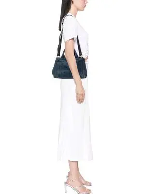 Prada Denim Canapa Logo Satchel - Blue