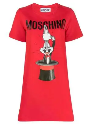 Moschino Bugs Bunny Print Dress - Red