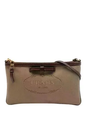 Prada Canapa Logo Bow Shoulder Bag - Neutrals
