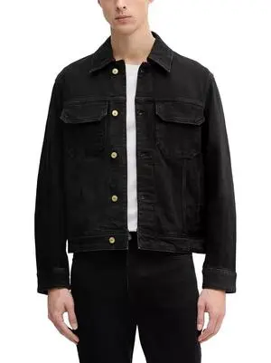 Armani Exchange Logo Patch Denim Jacket - Black