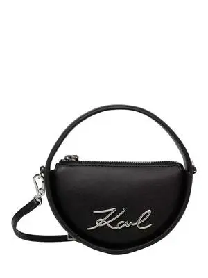 Karl Lagerfeld Logo Plaque Circular Crossbody Bag - Black