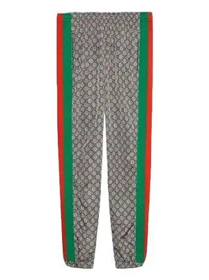 Gucci Gg Supreme Print Web Sweat Pants - Grey