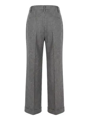 Brunello Cucinelli Pressed Crease Turn-up Trousers - Grey