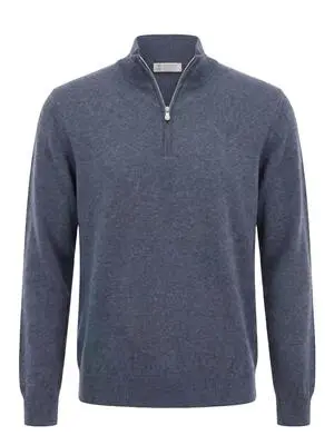 Brunello Cucinelli Cashmere Half-zip Sweater - Blue