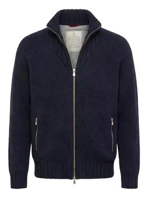 Brunello Cucinelli Chunky Knit Zip-up Cardigan - Blue