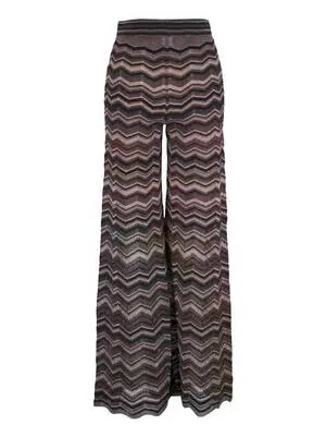 D.exterior Chevron-knit Wide-leg Trousers - Neutrals