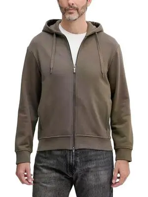 Armani Exchange Logo Embroidered Zip-up Hoodie - Brown