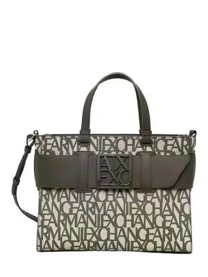 Armani Exchange Logo-print Buckle-detail Tote Bag - Neutrals