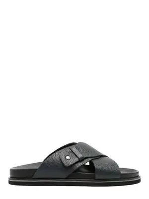 JOHN HARRISON Crossover Strap Leather Sandals - Blue