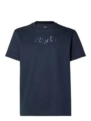 Fendi Logo-embroidered T-shirt - Blue