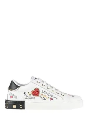 NU2 NEW URBAN SNEAKER Leather Lace-up Sneakers With Stud Embellishments - White