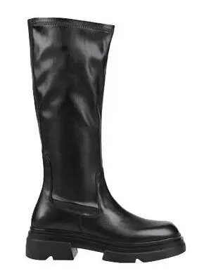 EMANUÉLLE VEE Emanuéllé Vee Leather Block Heel Boots - Black