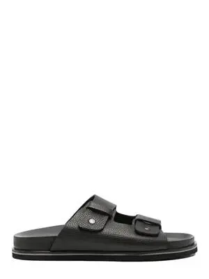 JOHN HARRISON Double-strap Leather Sandals - Black