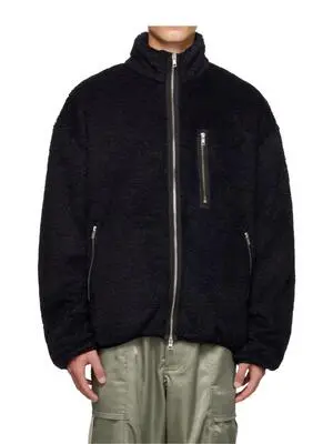 SONG FOR THE MUTE Painted Sherpa Zip-up Jacket - Black