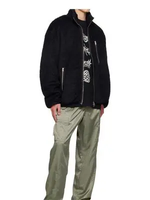 SONG FOR THE MUTE Painted Sherpa Zip-up Jacket - No