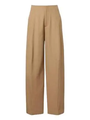 Victoria Beckham High-rise Virgin Wool Wide-leg Pants - Nude