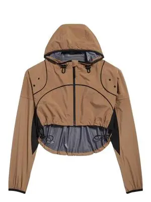 Balenciaga Techwear Cropped Jacket With Graphic Print - Camel