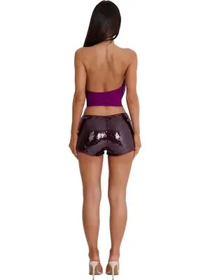 OUTCAST Shayna Halter Neck Crop Top - Purple
