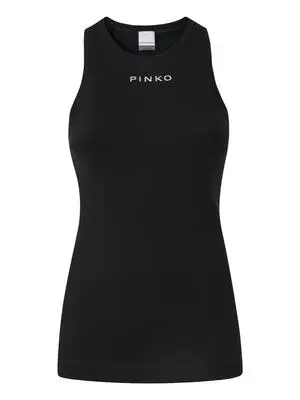Pinko Logo Detailed Sleeveless Tank Top - Black