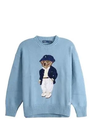 Polo Ralph Lauren Long-sleeved Knitwear With Teddy Bear Intarsia - Blue Note