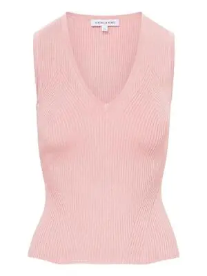 Veronica Beard Sleeveless V-neck Knit Sweater - Pink
