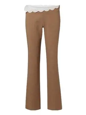 Magda Butrym Lace-trimmed Wool Straight Pants - Brown