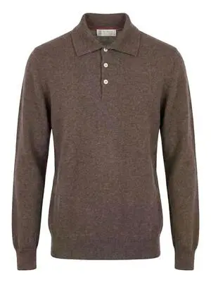Brunello Cucinelli Button-down Cashmere Polo Shirt - Brown