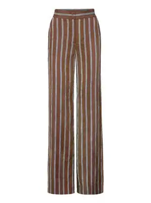 Veronica Beard Carraway Stripe-print Wide-leg Trousers - Brown