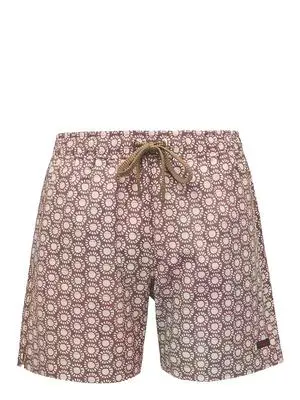 Faherty Brand Geometric Print Swim Shorts - Brown