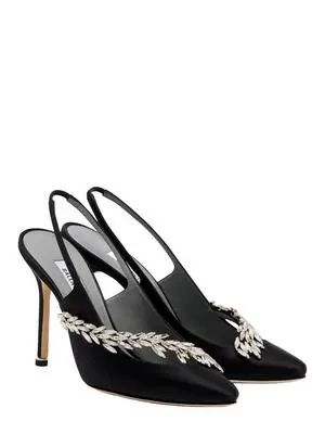 Balenciaga X Manolo Blahnik Satin Slingback Pumps - Black
