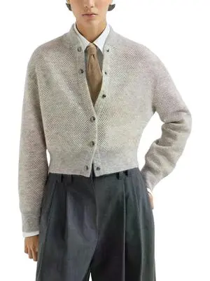 Brunello Cucinelli Sparkling Mohair Net Cardigan - Grey