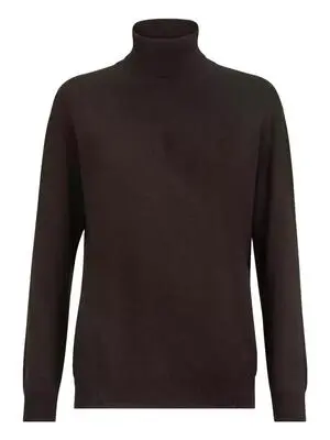 Brunello Cucinelli Cashmere Turtleneck Sweater With Monili Embellishment - Brown