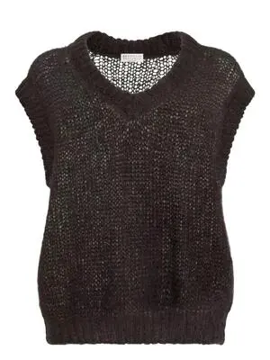 Brunello Cucinelli Sparkling Mohair Monili Vest - Brown