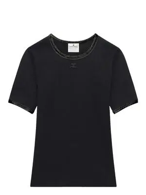 COURREGES Vinyl-trim Logo-patch T-shirt - Black