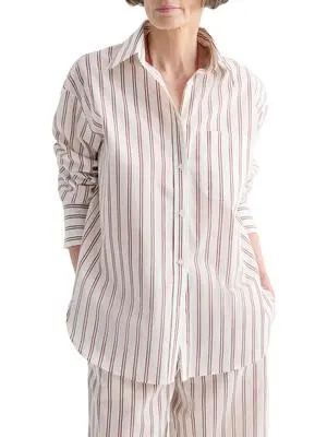TWP Big Joe Shirt In Cotton Silk - White / Wine