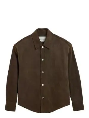 AMI Paris Goat-leather Buttoned Overshirt - Brown