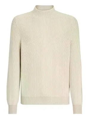 Brunello Cucinelli Pure Cashmere English Rib Knit Turtleneck Sweater - Neutrals