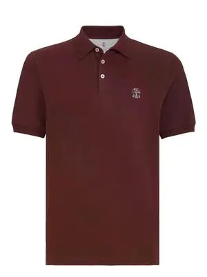 Brunello Cucinelli Cotton-piqué Polo Shirt With Logo - Red