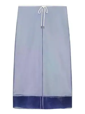 Maje Blanca Miró Drawstring Straight Midi Skirt - Blue