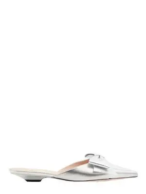 Valentino Garavani Laminated Nappa Bow Mule - Silver