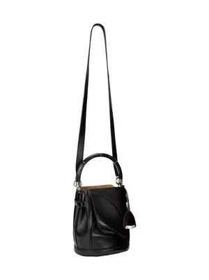 Ralph Lauren Pleated Leather Bucket Bag - Black