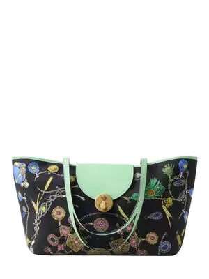 Versace Versace Vivian Printed Small Canvas Tote Black