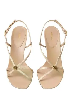 Versace Valentina Satin Stiletto Sandals - Neutrals