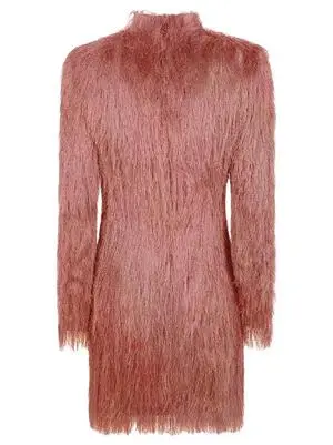 Balmain Fringed Long-sleeve Mini Dress - Pink
