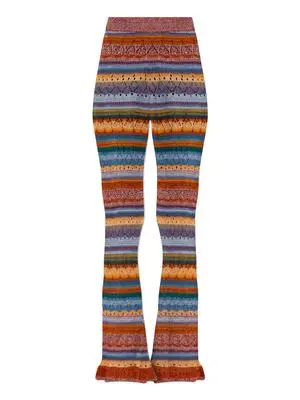 Etro Multicolor Striped Flared Leg Cotton Pants - Multicolour